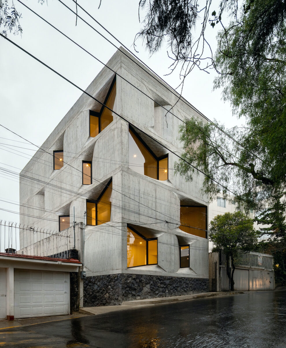 Mexico City concrete housing designed with undulating, irregular facade ...